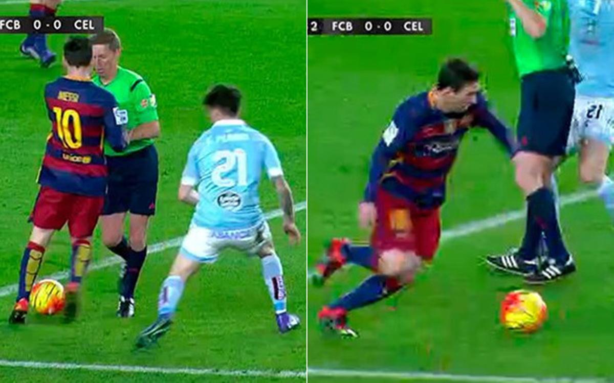Leo Messi se inventa el regate del árbitro | barca | sport.es