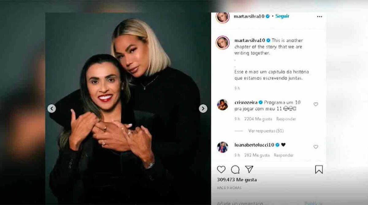 La futbolista Marta anuncia compromiso con su compañera de club Toni Deion