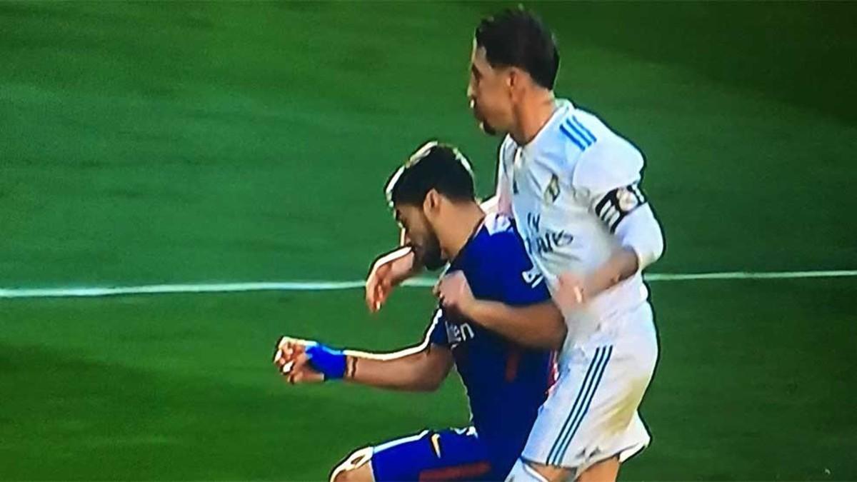 Sergio Ramos's violent conduct towards Luis Suarez