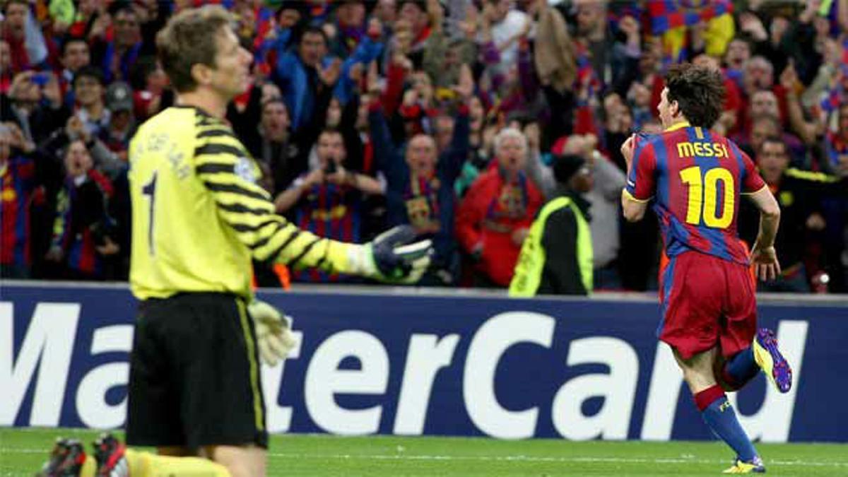 El gol de Messi al Manchester United en la final de la Champions 2011